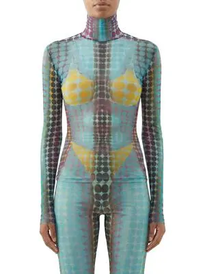JEAN PAUL GAULTIER Printed Mesh Turtleneck - Multicolor
