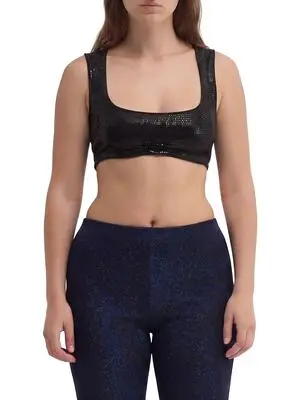 MARGHERITA MACCAPANI Bralette Crop Top In Technical Fabric And Sequins - Black