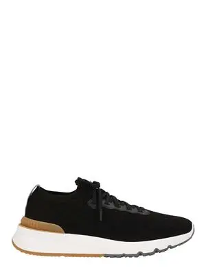 Brunello Cucinelli Lace-up Knit Sneakers - Black