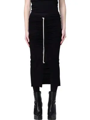 Rick Owens Cotton Drawstring Midi Skirt - Black