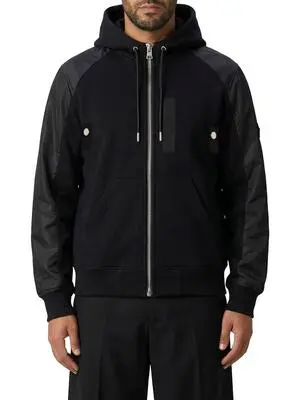 Sacai Cotton Blend Zip-up Hoodie - Black