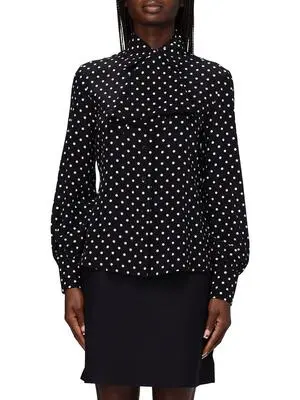 Valentino Garavani Silk Polka Dot Pussy Bow Shirt - Black