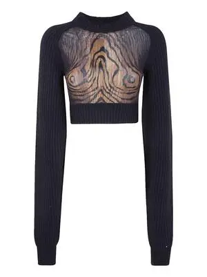 JEAN PAUL GAULTIER Cropped Sheer Top - Black