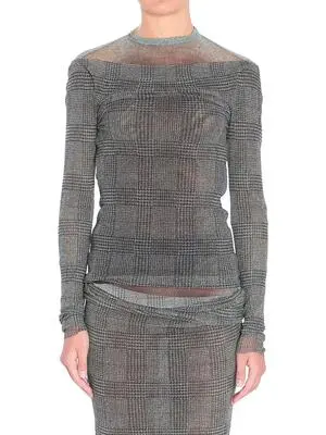 JEAN PAUL GAULTIER Plaid Knit Top - Grey