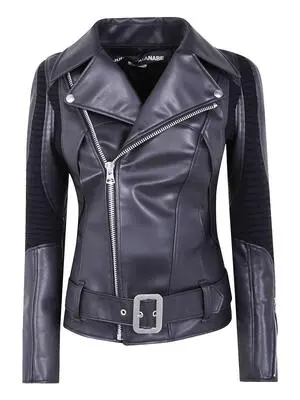 Junya Watanabe Asymmetrical Leather Moto Jacket - Black