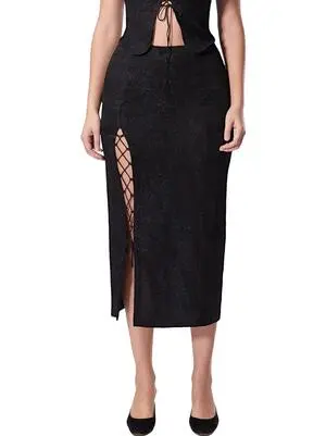 MARGHERITA MACCAPANI Glitter Cotton Blend Pencil Skirt - Black