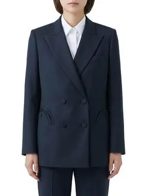 BLAZÉ MILANO Double-breasted Viscose Blend Blazer - Blue