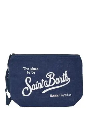 MC2 SAINT BARTH Striped Linen Pochette - Navy