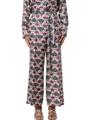 Max Mara Wide Leg Trousers With Tie Belt - Violet