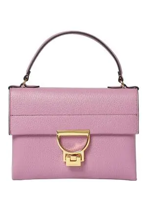 COCCINELLE Leather Top Handle Bag With Metal Clasp - Lilac