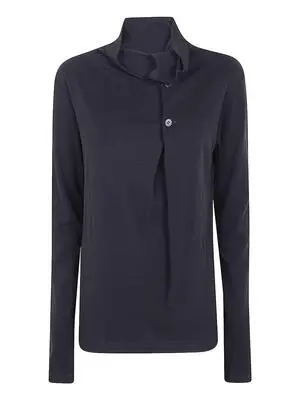 Y’s Long Sleeve Top With Button Detail - Black