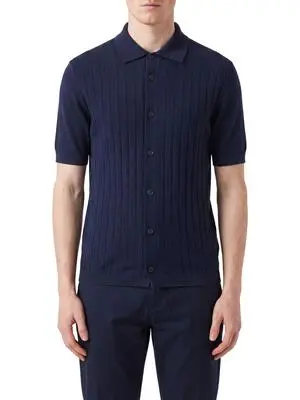 Brunello Cucinelli Knitted Polo Shirt - Blue