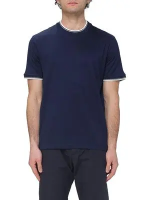 Paul & Shark Cotton T-shirt With Striped Profiles - Blue