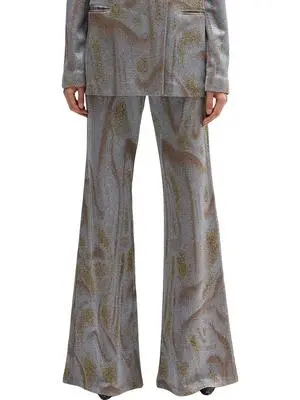 MARGHERITA MACCAPANI Printed Flared Trousers In Organic Cotton Blend - Sand