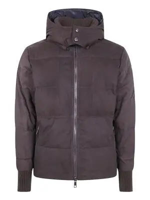 GIORGIO BRATO Quilted Hooded Jacket - Brown