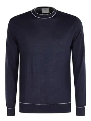 Eleventy Jumper With Contrast Piping - Blue