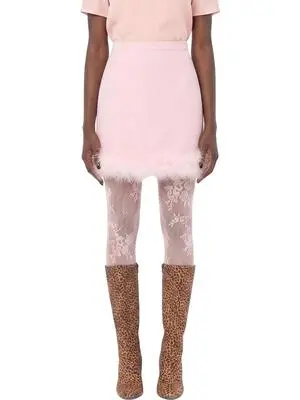 Valentino Garavani Feather-trimmed Wool Mini Skirt - Pink