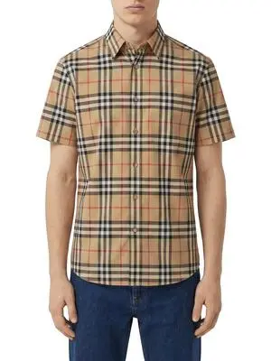 Burberry Check Cotton Casual Shirt - Beige