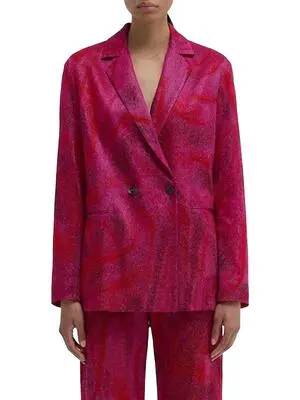 MARGHERITA MACCAPANI Double-breasted Abstract Pattern Blazer - Fuchsia