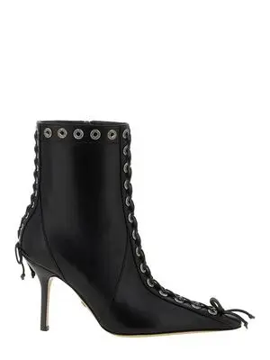 MACH&MACH Lace-up Pointed Toe Stiletto Boots - Black