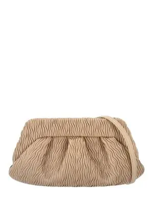 THEMOIRE Ruched Vegan Leather Bios Clutch - Sand