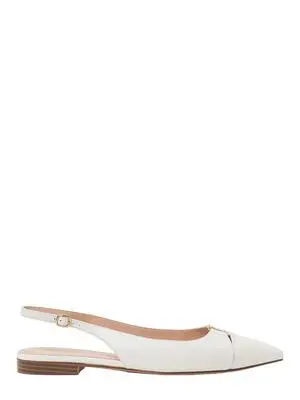 TWINSET Leather Slingback Ballerinas - White