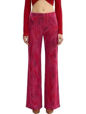 MARGHERITA MACCAPANI Flared Trousers In Abstract Print Organic Cotton Blend - Fuchsia