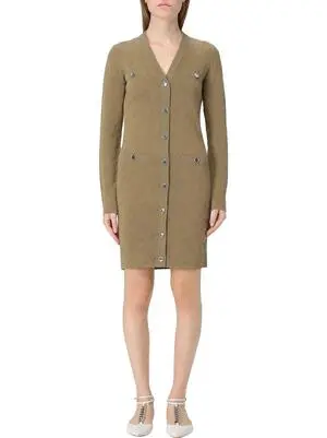Pinko V-neck Button-up Knit Dress - Grey