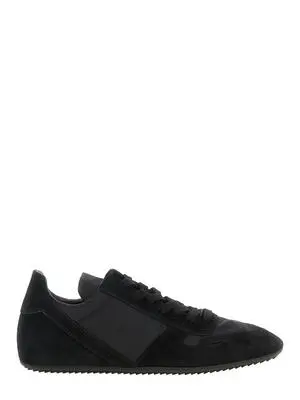 Rick Owens Temple Minimal Suede And Nylon Lace-up Sneakers - Black
