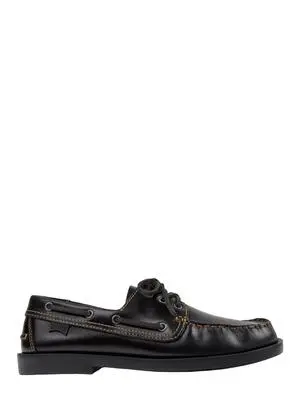 Camper Don Leather Boat Shoes - Black