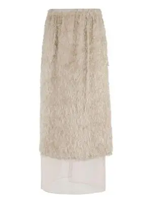 ALYSI Textured Midi Skirt - Brown