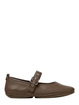 Camper Casi Myra Mary Jane Ballet Flats With Adjustable Strap - Brown