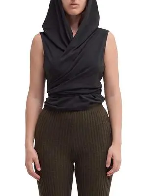 MARGHERITA MACCAPANI Sleeveless Hooded Top - Black
