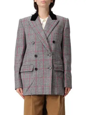 Chloé Checked Double Breasted Blazer - Grey