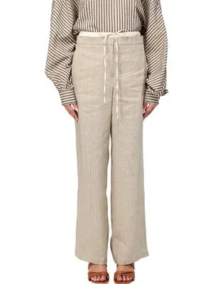 ALYSI Striped Wide Leg Trousers - Cream