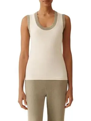 Fabiana Filippi Cotton Knit Sleeveless Top - Beige