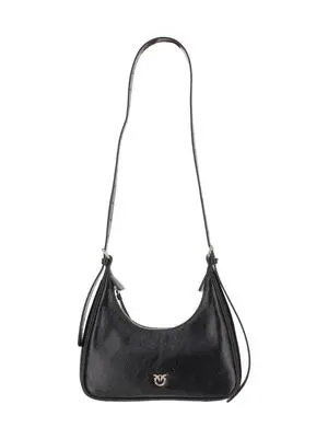 Pinko Miss Mini Shiny Leather Hobo Shoulder Bag - Black