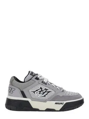 Amiri Ma94 Leather And Mesh Monogram Sneakers - Grey