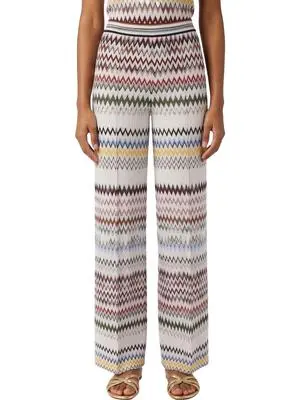 Missoni Zig-zag Pattern Cotton Blend Trousers - Multicolor