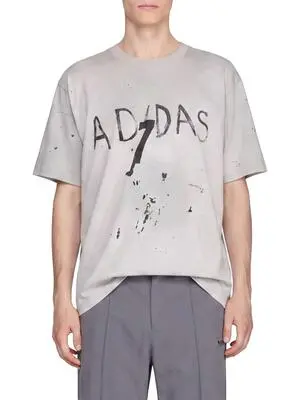 ADIDAS ORIGINALS Cotton T-shirt With A Contrasting Logo And Dropped Shoulders - Grey