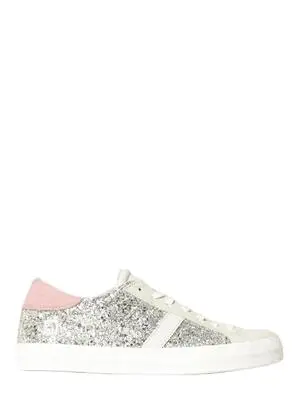 D.a.t.e. Suede And Glitter Lace-up Sneakers - Platinum