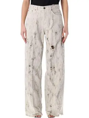 HAIKURE Distressed Denim Wide-leg Jeans - Grey 1