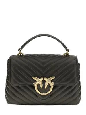 Pinko Quilted Leather Mini Bag With Bird Clasp - Mud