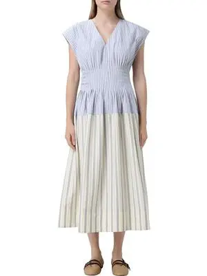 Paul Smith Paul Smith Striped Cotton Blend Midi Dress Multicolor