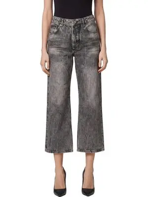 Philipp Plein High-waisted Wide-leg Cropped Stretch Denim Jeans - Grey
