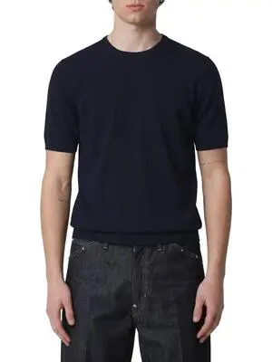 ROBERTO COLLINA Cotton Knit Short Sleeve Sweater - Blue