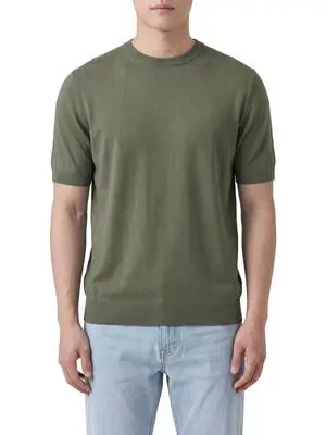 ROBERTO COLLINA Cotton Knit Short Sleeve Sweater - Green
