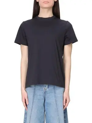 GANNI Slim Fit Cotton T-shirt With Tone-on-tone Logo - Black