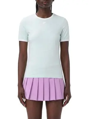 COURREGES Cotton T-shirt With Mini Logo - Mint