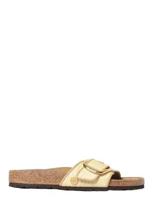 BIRKENSTOCK Madrid Big Buckle Raffia Slide Sandals - Beige